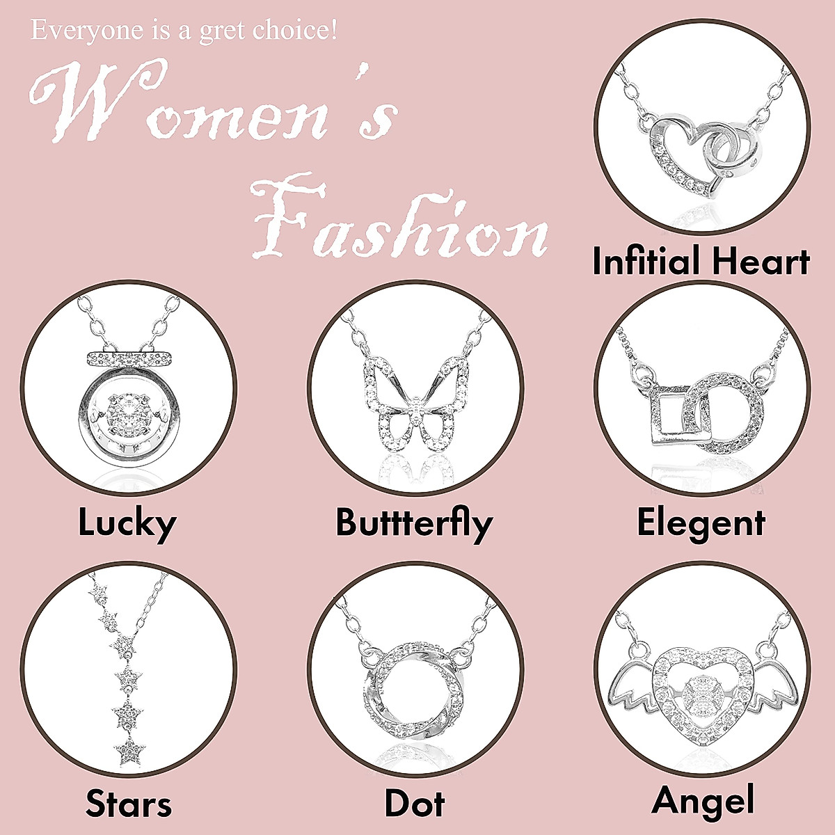 14K White Gold Plated Sterling Silver Dainty Women Pendant Necklace with CZ Stones for Girlfriends Gift Packed (Infinity Heart)