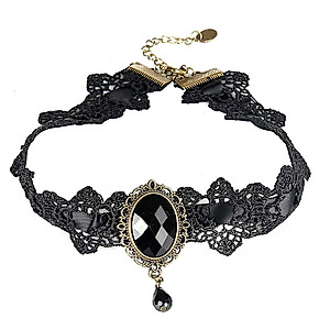 AOCHEE Black Lace Choker Necklace Lace Gothic Choker for Women for Halloween Weeding Costume Party Prom Vampire Choker (Black)
