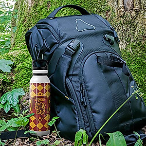 Harry Potter OFFICIAL Griffindor Plaid Sigil 24 oz Insulated Canteen Water Bottle, Leak Resistant, Vacuum Insulated Stainless Steel with Loop Cap, White
