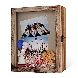 ASmileIndeep Shadow Box Frame 11x14 with Linen Back, Shadow Boxes Display Cases with Solid Wood Frame and Shatterproof Glass, Memory Display Case of Flower, Pictures, Awards Medals