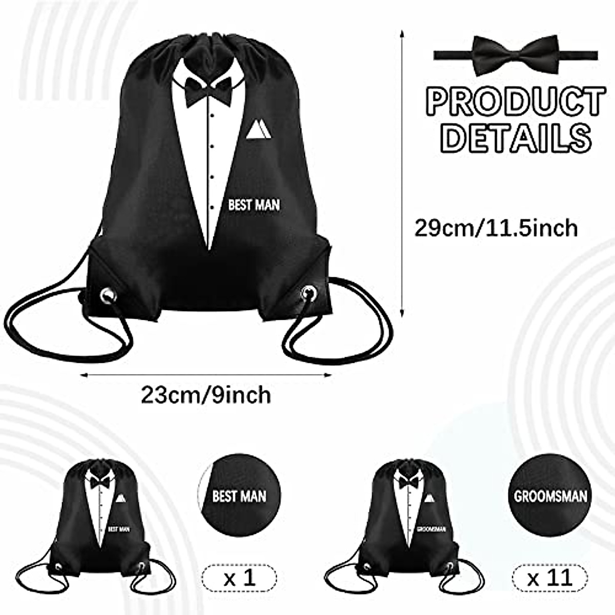 Eccliy 12 Pieces Groomsman Gift Bags for Wedding Include 1 Best Man and 11 Groomsman Proposal Bags Party Favor Bags for Groomsman Father's Birthday Anniversary Wedding Party Supplies