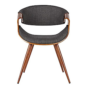 Armen Living Butterfly Dining Chair in Charcoal Fabric and Walnut Wood Finish 22D x 21W x 29H in