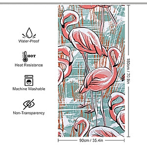 LAKIMCT Abstract Pink Flamingo Shower Curtain for Bathroom, Polyester Cloth Shower Curtain with Hooks, Modern Shower Curtain, Art Deco Shower Curtain, 36x72 inch Shower Curtain, 7 Hooks
