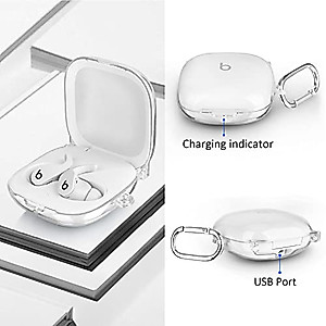 Beats Fit Pro Case Cover, Filoto Hard Case for Apple Beats Fit Pro 2021 Shockproof Protective Earbuds Case with Keychain Accessories for Men Women (Clear)