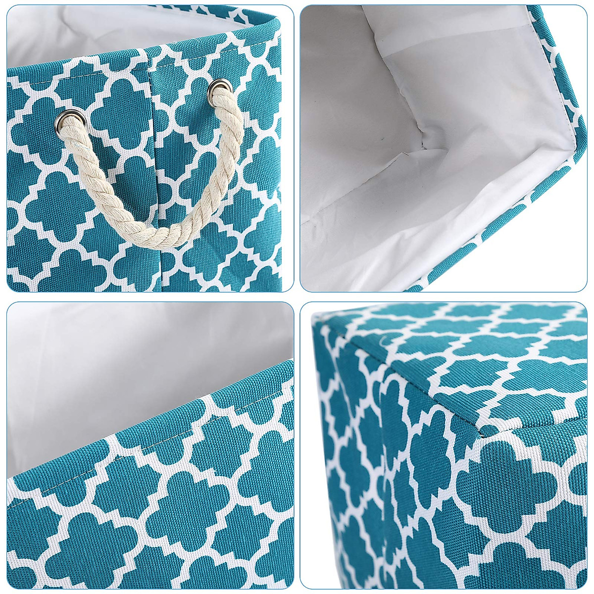 3 Pack Storage Basket Bins Foldable Shelf Basket Rectangular Fabric Organizer Bin Laundry Hampers Baskets for Nursery, Toys, Home Closet, Laundry15 x 11 x 9.8 in (Blue Green)