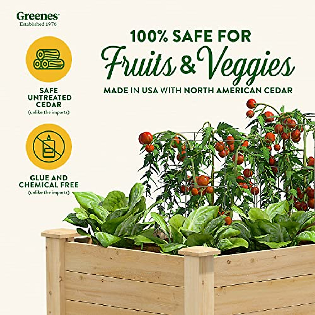 Greenes Fence RCEV2448 Fence Elevated Garden Bed, 48" L x 24" W x 31", Cedar