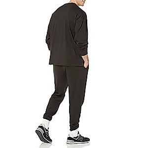 Amazon Essentials Men's 100% Organic Cotton Oversized-Fit Long-Sleeve T-Shirt, Black, Large