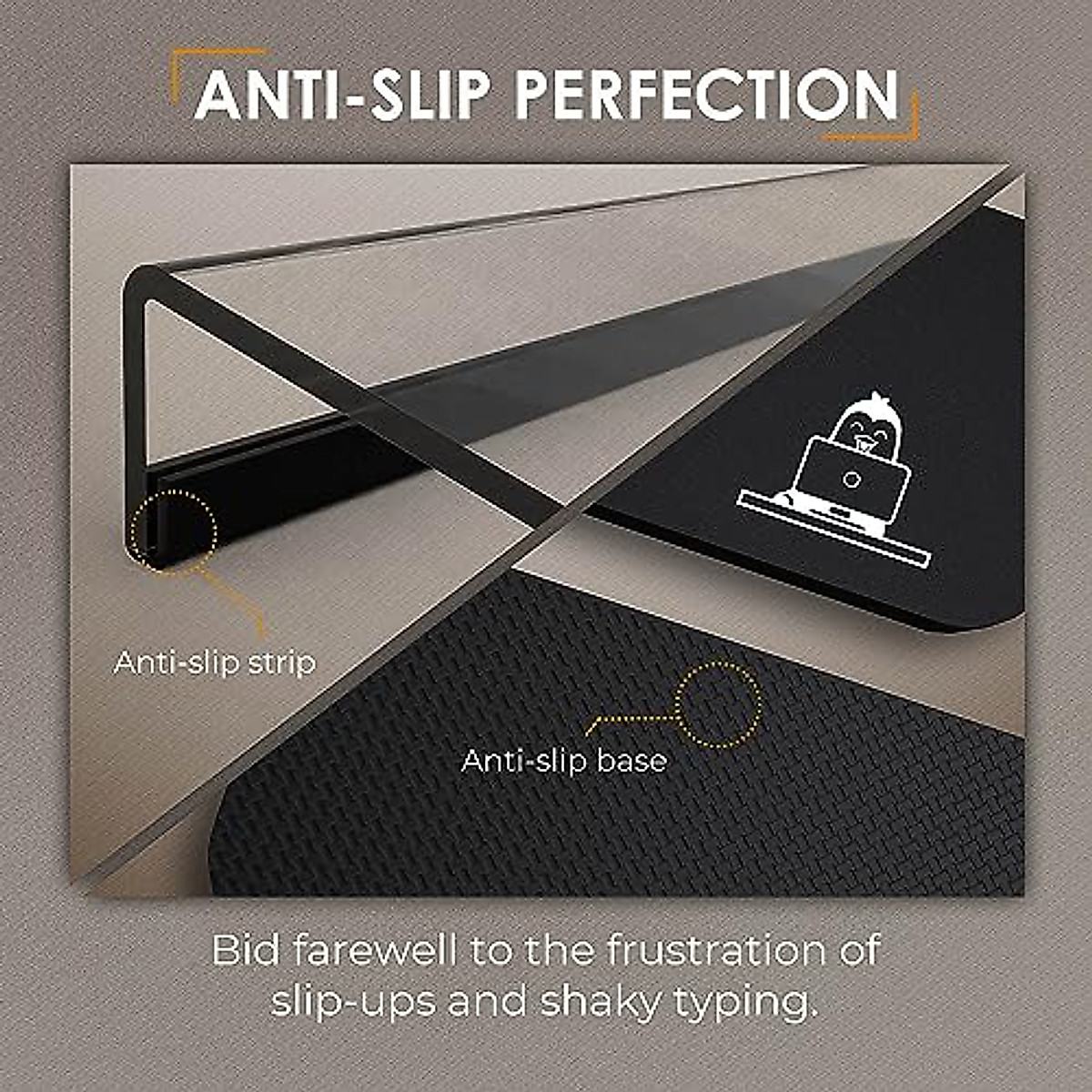 Deskello ErgoCombo - Comfortable Keyboard Stand and Wrist Rest - Ergonomic Computer Keyboard Riser with Wrist Pad - Fits All Keyboard Sizes - 16.9” Wide (Matte Black)