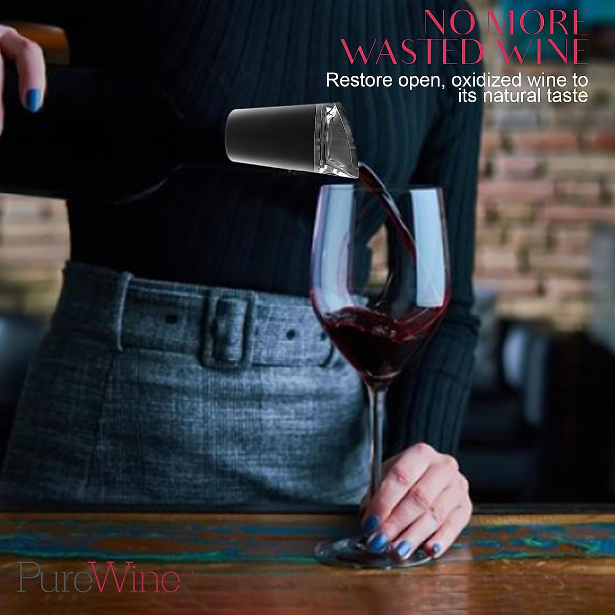 PureWine Phoenix Wine Bottle Filter & Aerator, Reusable Wine Dispenser to Pour Filter Histamine & Sulfites, Aerates & Restores Taste - Noir Starter Kit