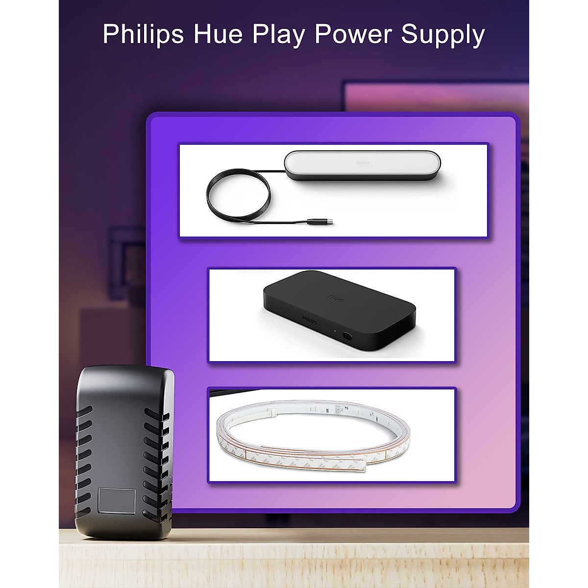 Replacement for Philips Hue Power Supply 24V DC Hue Plug Compatible with Philips Hue Play Bar Smart, Hue Light Strip Plus, Hue HDMI Sync Box, Light Bulb Accessory