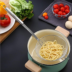 Tenta tenta kitchen Solid Stainless Steel Spider Strainer Skimmer Ladle for Cooking and Frying, Kitchen Utensils Wire Strainer Pasta Strainer Spoon Hot Pot Fat Skimmer Spoon Set of 3