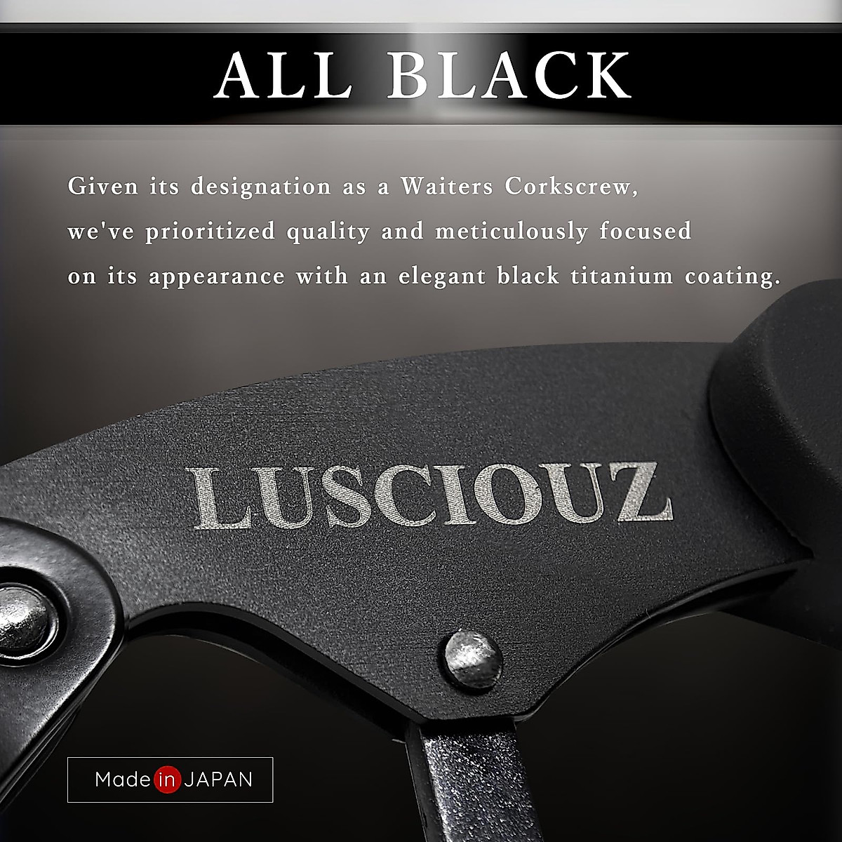 LUSCIOUZ Zero Resistance Corkscrew Silent Wine Bottle Opener Waiters Corkscrew Wine Key Made in Japan