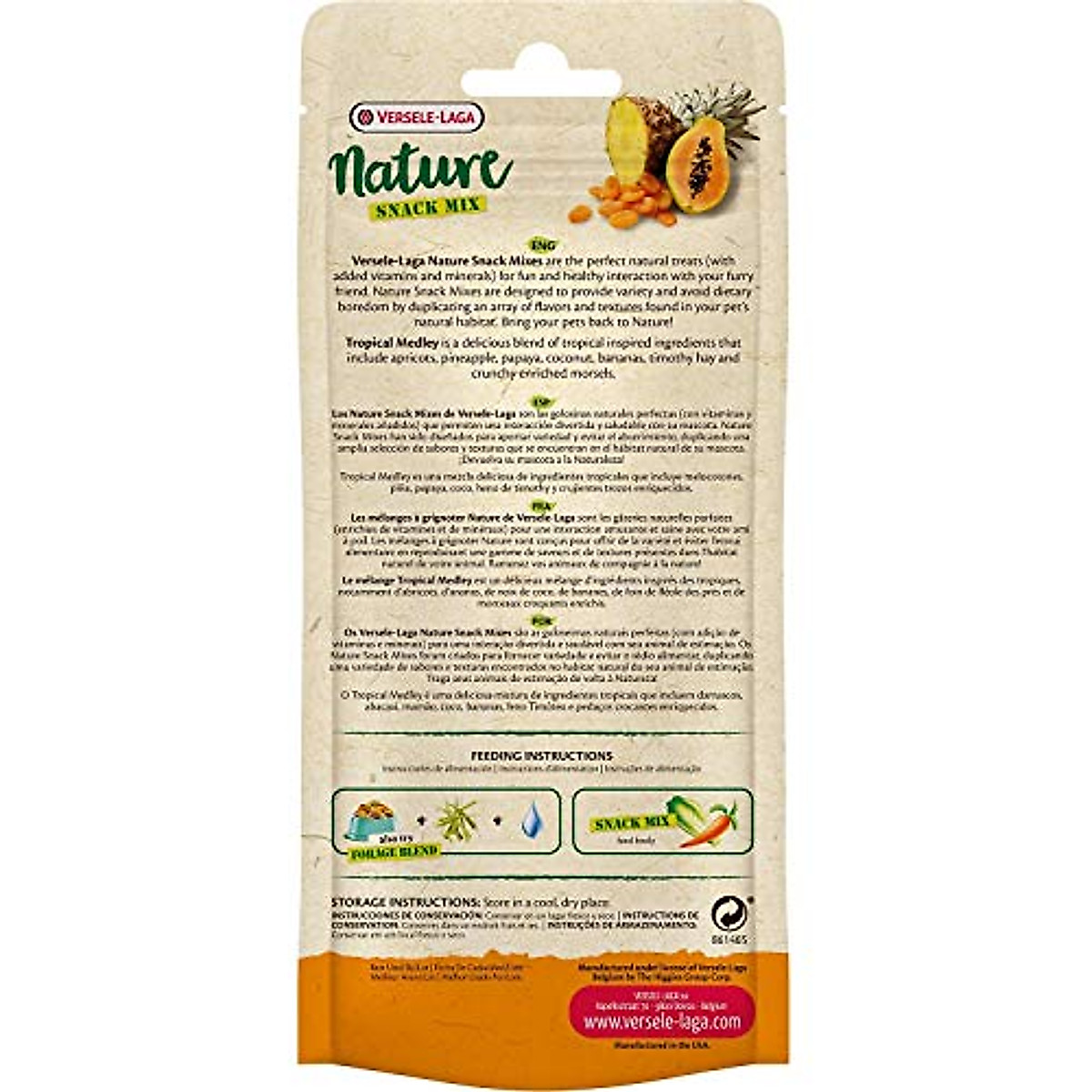 Versele-Laga 3 Pack of Nature Tropical Medley Snack Mix Treats, 3 Ounces Each, for Small Pets