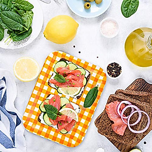 Hemoton Melamine Dinner Plates Rectangular Salad Plates Dining Dish Appetizer Serving Plates Fast Food Bread Fruit Tray for Home Kitchen Resturant (Check)