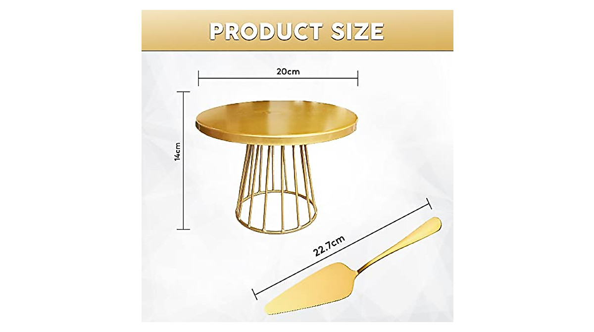 Elegant Gold Cake Stand Set with Spatula for Events