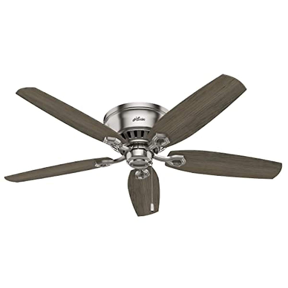 Hunter Fan Company Builder 52-inch Indoor Brushed Nickel Traditional Ceiling Fan With Bright LED Light Kit, Pull Chains, and Reversible WhisperWind Motor Included