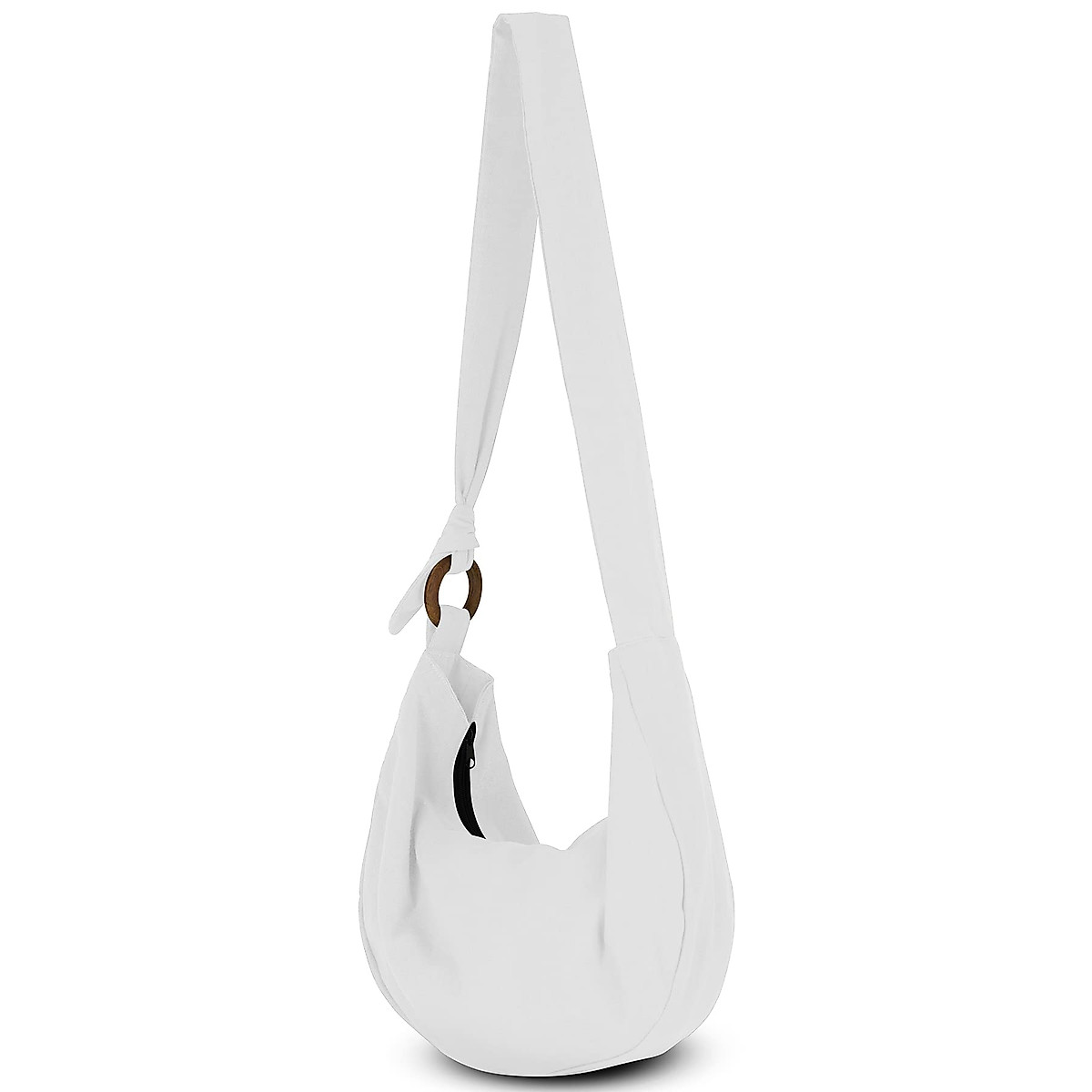 YOUR COZY Women's White Cotton Hobo Bag
