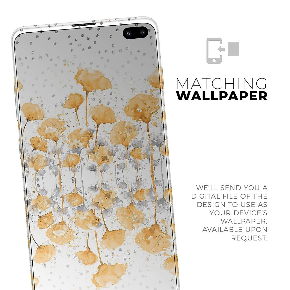 DesignSkinz Karamfila Yellow & Gray Floral V2 Protective Vinyl Decal Wrap Skin Cover Compatible with The Samsung Galaxy S20 (Screen Trim & Back Glass Skin)