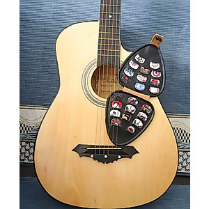 RAUYIVANY Guitar Pick Holder Case with 22 Picks, inner-outer layer Pure Leather for Storage 22 Slots Various Thickness Picks Pouch. Guitarist Gift