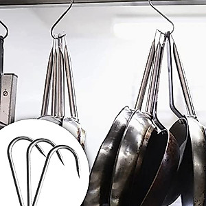 Betinyar 10 Pieces 7.5 Inch Meat Hooks, Stainless Steel Butcher Hooks, Heavy Duty S-Hooks for Hanging Meat, Meat Smoking Hooks for Processing, Drying