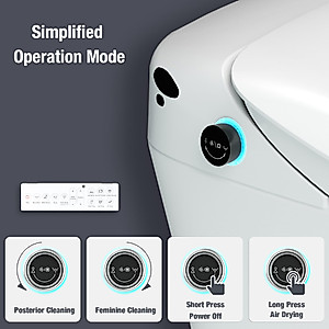Luxury Smart Toilet with Wireless Remote, Multiple Spray Modes, Heated Seat with Warm Water Sprayer and Dryer, Foot Sensor Modern Toilet Bidet Automatic Flush Toilet
