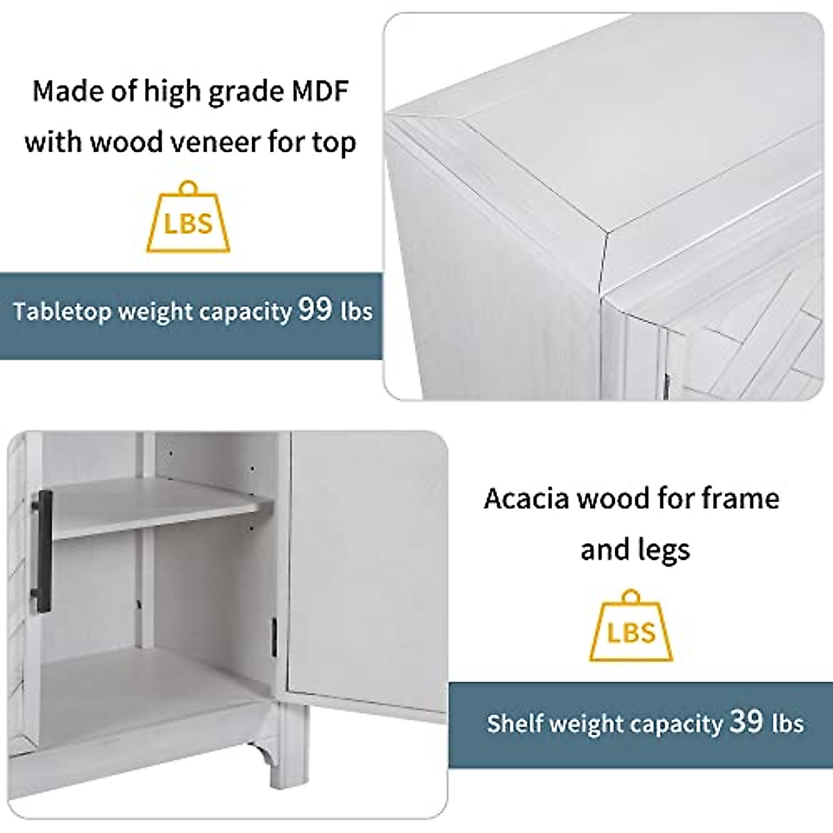 XD Designs Wood Console Table Sofa Table with 2 Adjustable Shelf,Modern Sideboard Buffet Storage Cabinet,Accent Storage Cabinet for Entryway/Kitchen Dining Room/Living Room (Antique White)