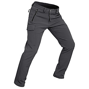 Wespornow Men's-Fleece-Lined-Hiking-Pants Water-Resistance-Snow-Ski-Pants Softshell Snowboarding Pants for Winter, Skiing, Outdoor (Grey, X-Large)