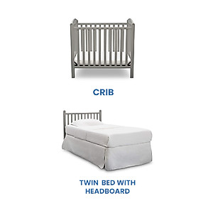 Delta Children Emery Mini Convertible Baby Crib with 2.75-inch Mattress, Grey