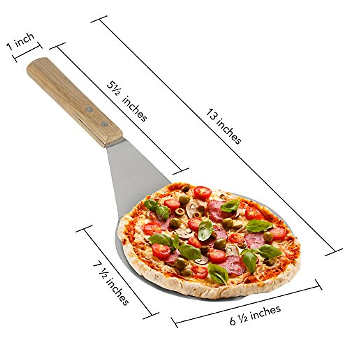 Extra-Large Stainless Steel Wide Spatula Turner with Strong Wooden Handle - Dishwasher Safe Kitchen Utensil - Heavy Duty Oversized Metal Lifter for Grilling, Cooking, Baking Cake & Cookies pancake