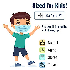 WECARE Disposable Face Masks For Kids, 50 Blue Face Masks, Individually Wrapped