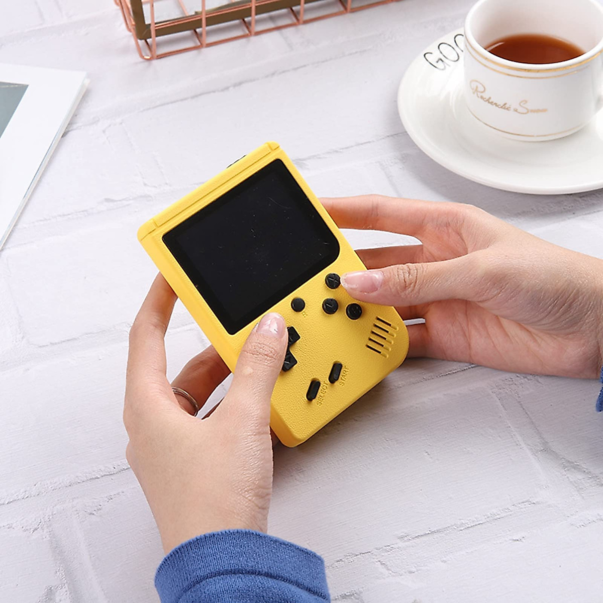 BEYOLO Retro Handheld Game Console Portable Retro Game Console 500 Classical FC Games Support Connecting TV & Two Players Portable Video GameToys Gifts Adults (Yellow, 8cm2.5cm12cm), 8cm*2.5cm*12cm