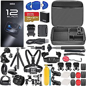 GoPro HERO12 Black 5.3K Action Camera Bundle with 128GB Card and 50 Accessories