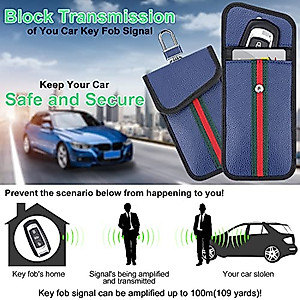 Giftguys Faraday Key Fob Protector, 2 Pack Faraday Bag for Key Fob, Key Fob Signal Blocking Pouch, Anti-Theft Pouch Hacking Case Blocker Faraday Cage