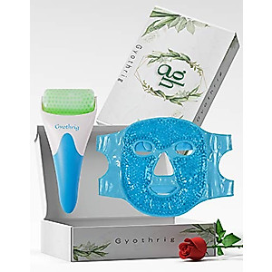 Face Ice Roller Gel Mask Set Gifts for Women Mom Mothers Day Cold Reusable Eye Masks Bead Massage Pack Cooling Skin Care Travel Tools for Dark Circles Puffiness Relief Sleeping Headache migraines