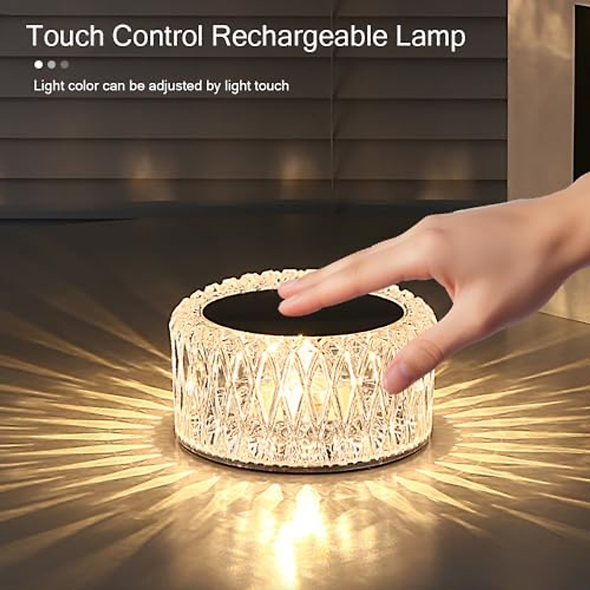 EJFOIEJ Portable Crystal LED Table Lamp, 3-Levels Brightness Desk Lamp, Star Projector, Desk Lamp Projector Night Light Projector Suitable for Baby Bedroom