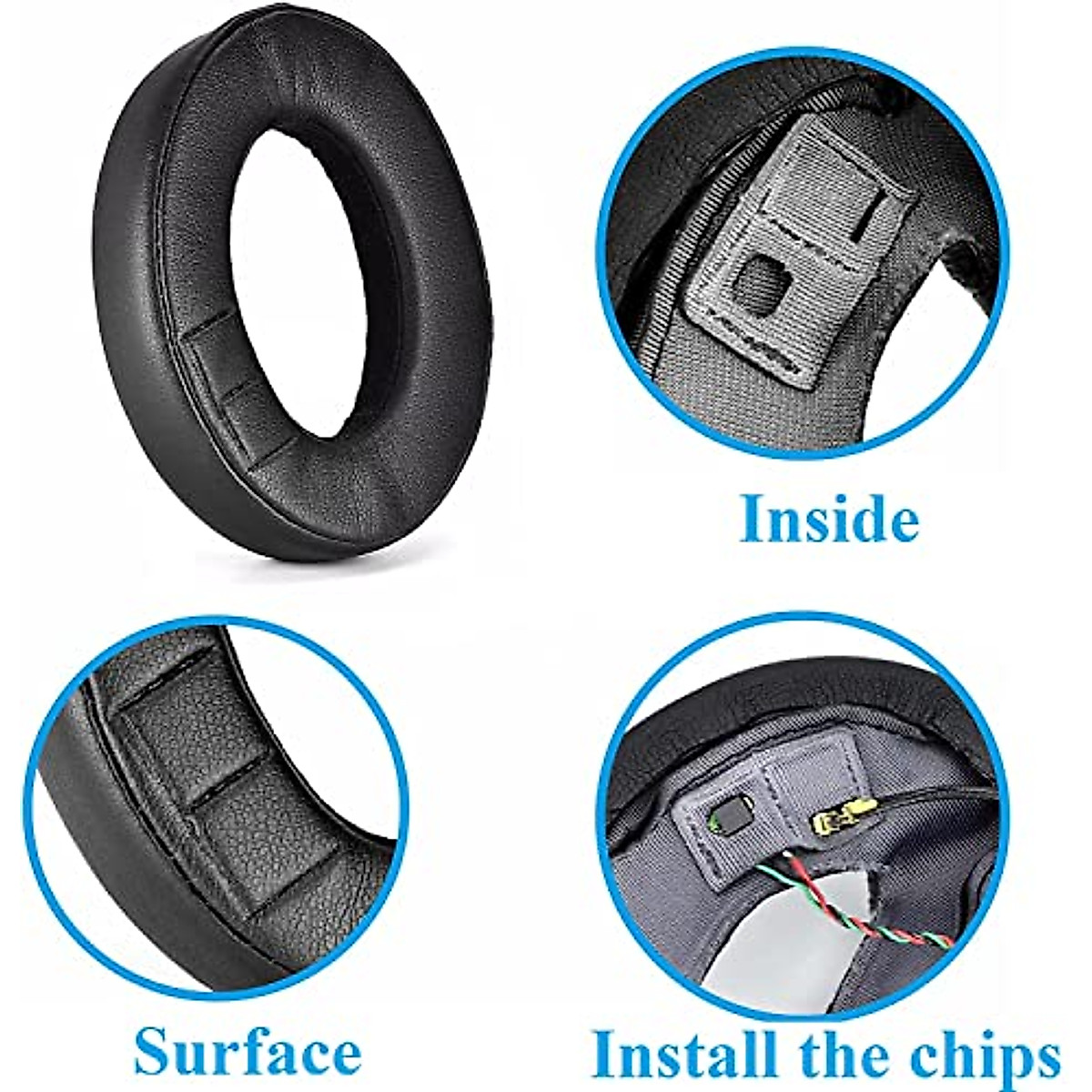 VEKEFF ZIk1.0 Ear Pads - Replacement Ear Cushion Compatible with Parrot Zik (Zik1, Zik 1.0) Wireless Headphones (Faux Leather)