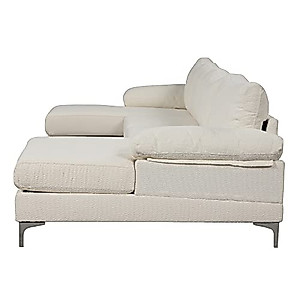 Casa Andrea Milano Modern Large BOUCLÉ U-Shape Sectional Sofa, Luxury Couch with Extra Wide Chaise Lounge, Couch for Living Room Apartment Lounge, Cream Boucle