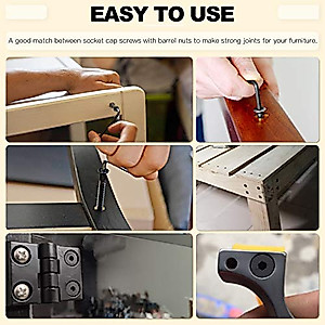 Rustark 25 Pcs M6x25mm Black Hex Socket Cap Screws Barrel Nuts Kit, Baby Bed Crib Screws Hardware Replacement Kit with One Free Hex Key for Crib Bed Cots Furniture