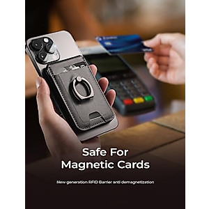 LISEN for Magsafe Wallet RFID [Strongest Magnetic] iPhone Wallet for Apple Wallet Magsafe with Adjustable Magsafe Wallet Stand Black Magnetic Wallet for iPhone 15/14/13/12 Fit Magsafe 3 Wallet