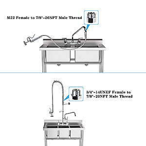 Pre Rinse Spray Valve with Stainless Hose 44inch Flexible Commercial Sink Faucet Replacement Kit 1.42GPM High Pressure Restaurant Dish Sprayer for Wall/Deck Mount Industrial Kitchen Faucets