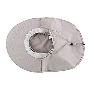 Home Prefer Outdoor UPF50+ Sun Hat Wide Brim Mesh Fishing Hat with Neck Flap (Light Gray)