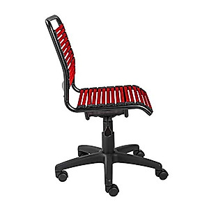 HomeRoots Red Flat Bungie Cord Low Back Rolling Office Chair