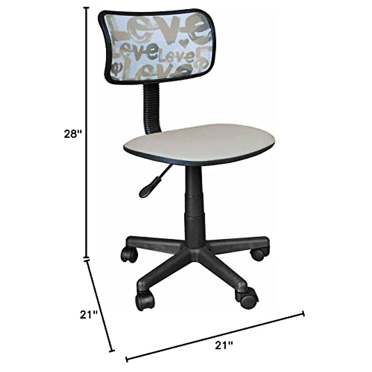 Urban Shop Printed Rolling Task Chair, Love Chair Mesh 21D x 21W x 28H in