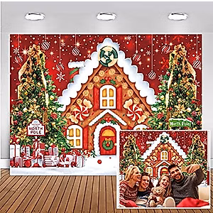 Christmas Gingerbread House Backdrop Glitter Cookie Exchange Candyland Winter Snowflake Photography Background for Kids Birthday Party Decor Banner (6X4)