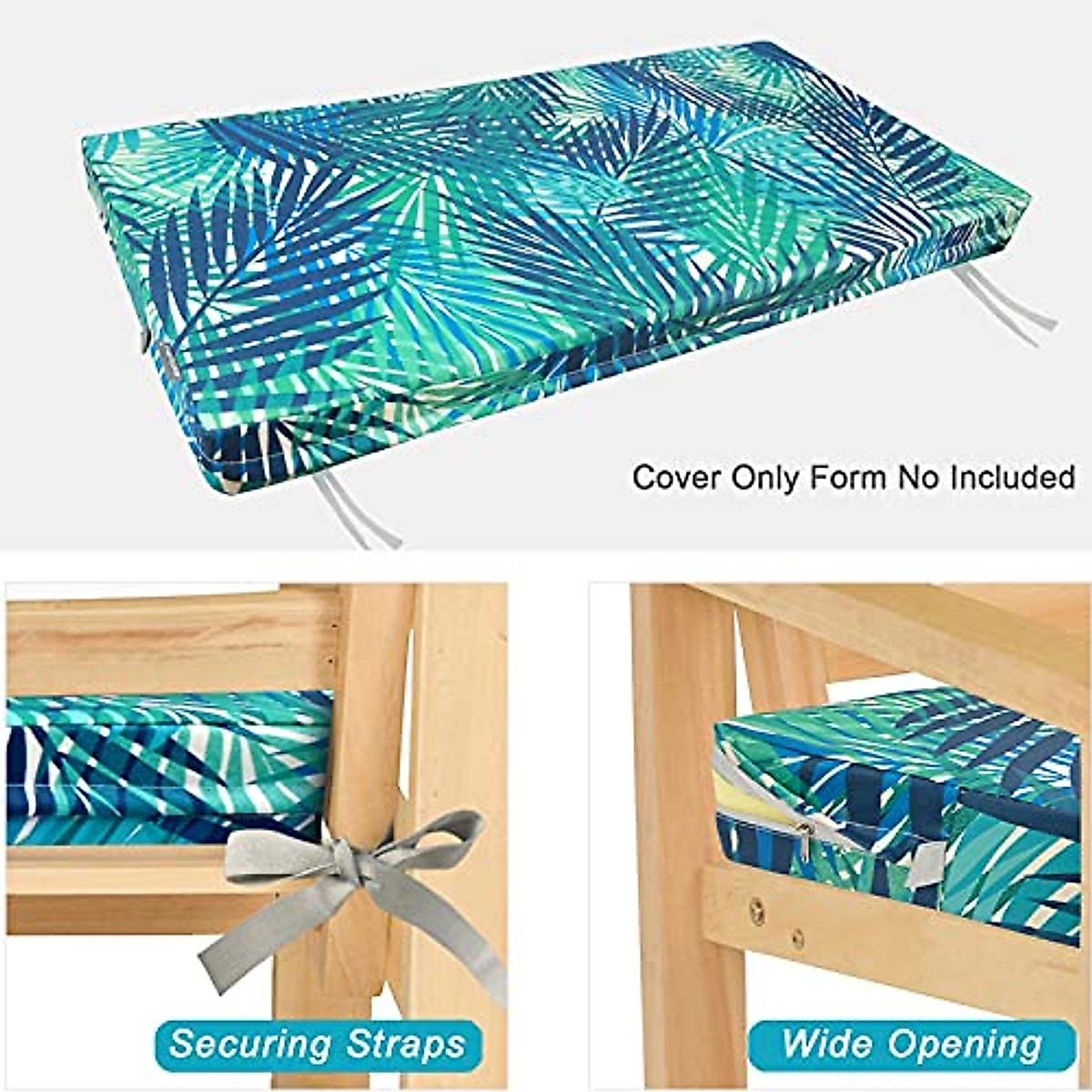 NettyPro Outdoor Bench/Swing Cushion Slip Cover 42 x 18 x 3 Inch, Water Resisitant UV Protection Patio Furniture Loveseat Cushion Cover with Zipper, Replacement Cover Only
