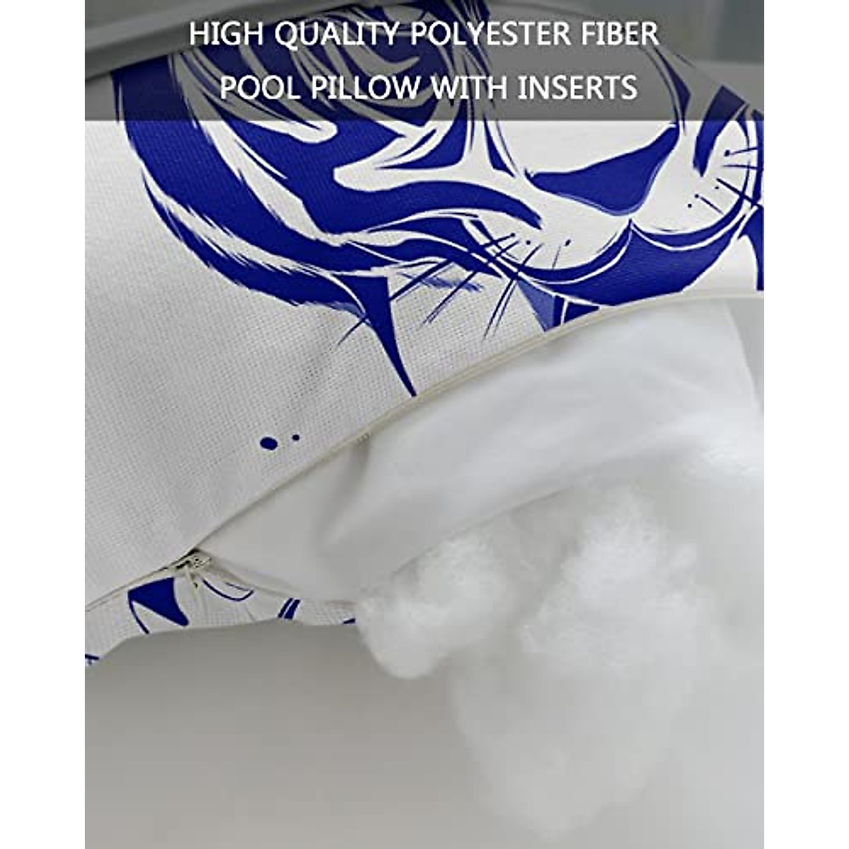 Recliner Head Pillow Ledge Loungers Chair Pillows with Insert Line Blue Magnolia Flowers Tiger Red Sun Lumbar Pillow with Adjustable Strap Outdoor Waterproof Patio Pillows for Beach Pool, 2 PCS