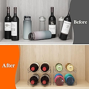 Lifewit Plastic Stackable Wine Rack for Refrigerator, Cabinet, Countertop,Wine Bottle Holder, Water Bottle Organizer for Fridge, Pantry, Hold 4 Bottles
