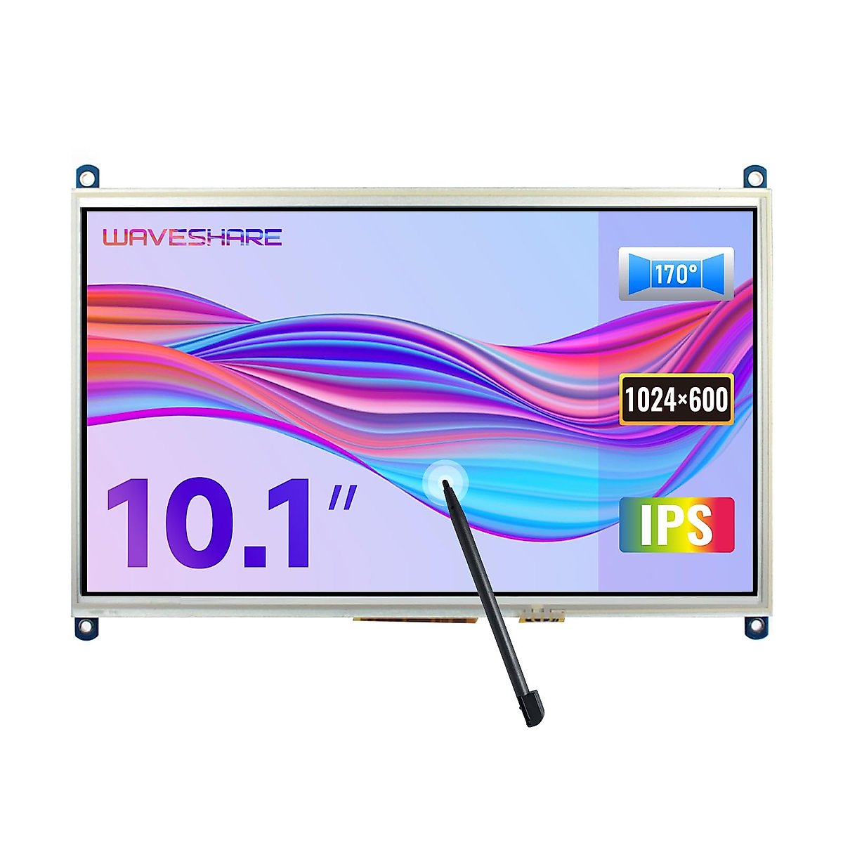 waveshare 10.1inch Resistive Touch Screen LCD Compatible with Raspberry Pi 4B/3B+/3A+/2B/B+/A+/Zero/Zero W/WH/Zero 2W CM3+/4 1024×600 Resolution HDMI IPS Supports Windows