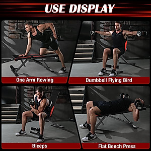 Weight Bench for Home Gym, Adjustable Multi-purpose Workout Bench Press, 880 Lb Stable Decline Incline Bench for Full Body Exercise, 3 Sec Fast Folding Strength Training Sit up Bench