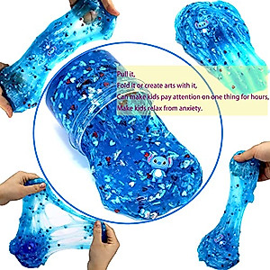 HFCHUPIN Blue Crunchy Crystal Slime,Super Soft Sludge Toy,Birthday Gifts for Kids,DIY Crystal Glue Boba Slime Party Favor for Girls & Boys.